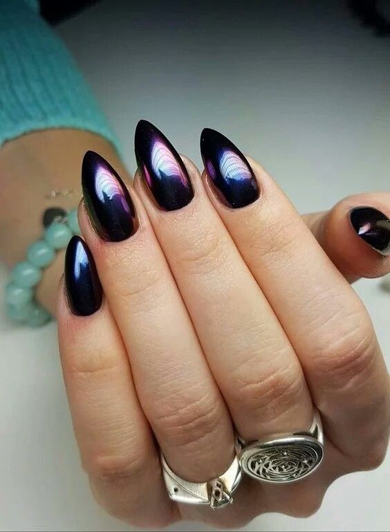 Diseño De Gelish Uñas Oscuras Y Espejo Ideas E Imágenes