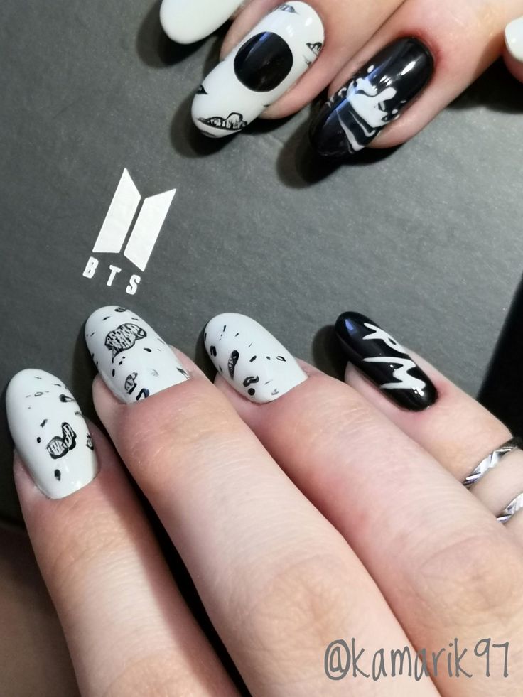 Diseño De Uñas Bts Moñito Negro 【IDEAS E IMÁGENES】