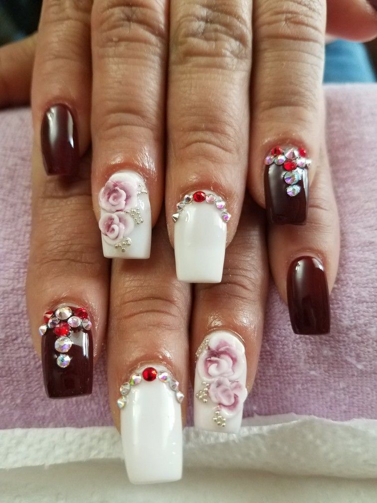 Diseño De Uñas Color Ginda Con Rflores 3d 【IDEAS E IMÁGENES】