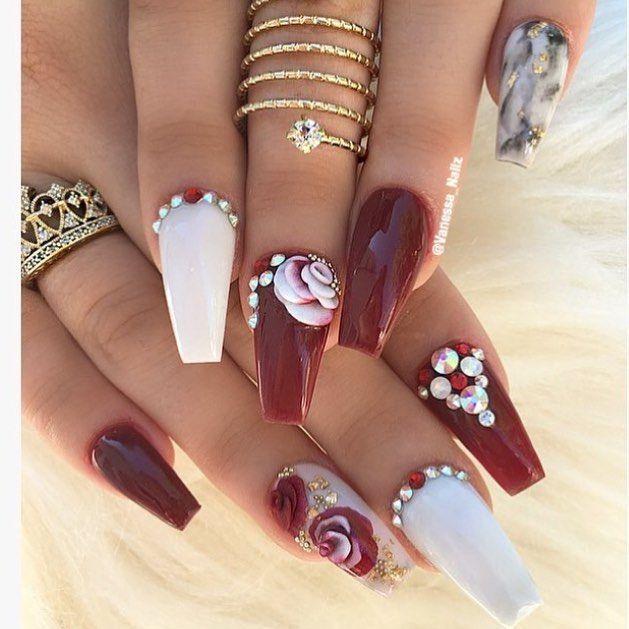 Diseño De Uñas Color Ginda Con Rflores 3d 【IDEAS E IMÁGENES】