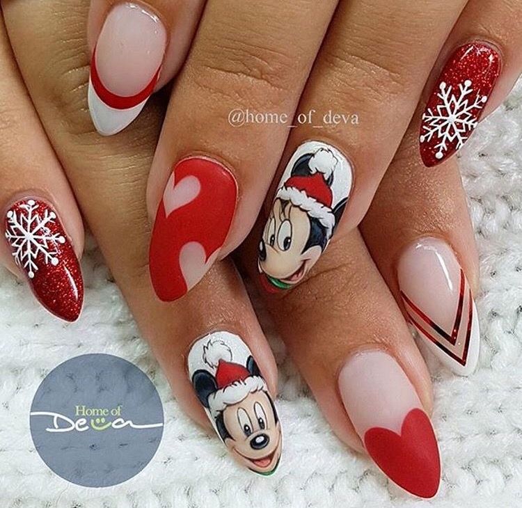 Diseño De Uñas De Mickey Mouse De Navidad 【IDEAS E IMÁGENES】