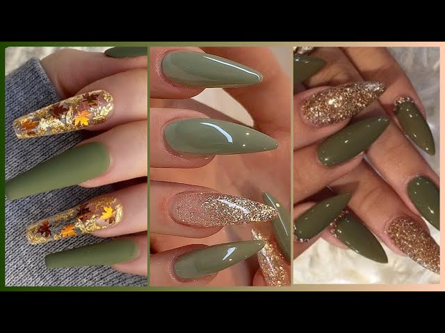 Diseños De Uñas Color Verde Aceituna 【IDEAS E IMÁGENES】