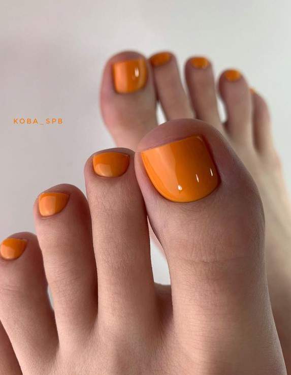 Diseños De Uñas Para Pies Color Naranja 【IDEAS E IMÁGENES】