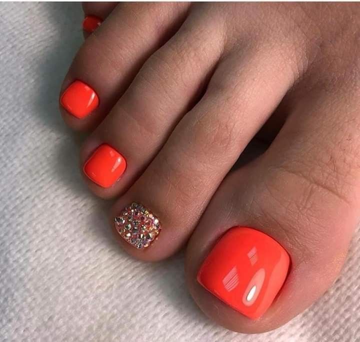 Diseños De Uñas Para Pies Color Naranja 【IDEAS E IMÁGENES】