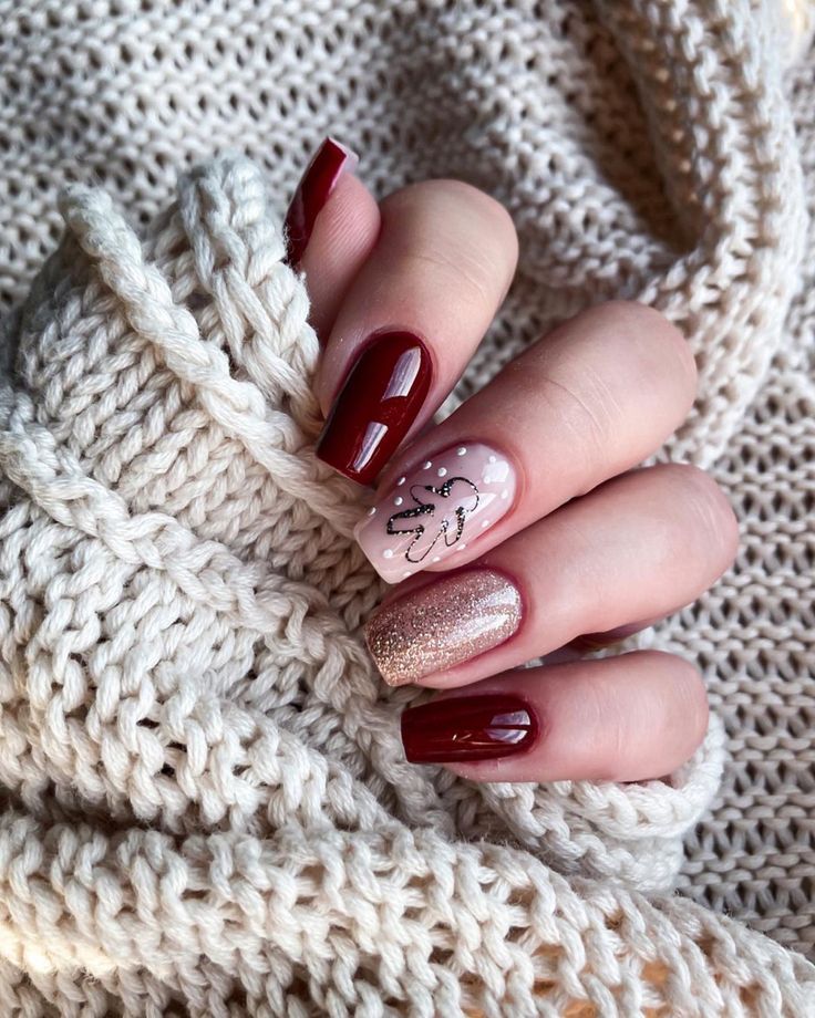 Uñas De Acrí­lico Color Piel Con Diseños De Nieve 【IDEAS E IMÁGENES】