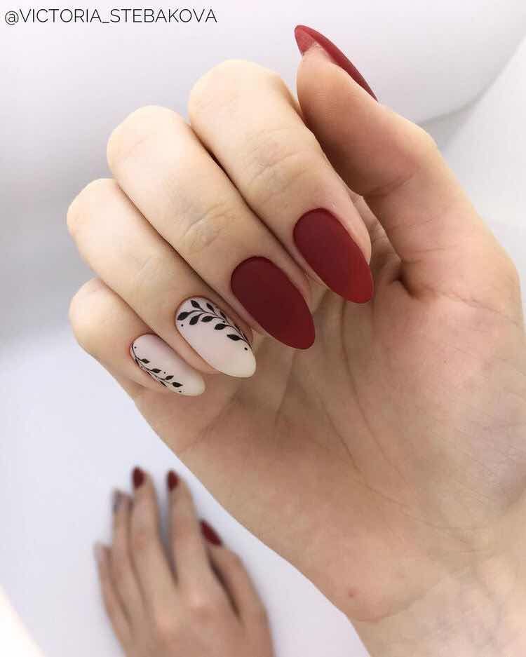 Uñas Diseño De Ojas 【IDEAS E IMÁGENES】